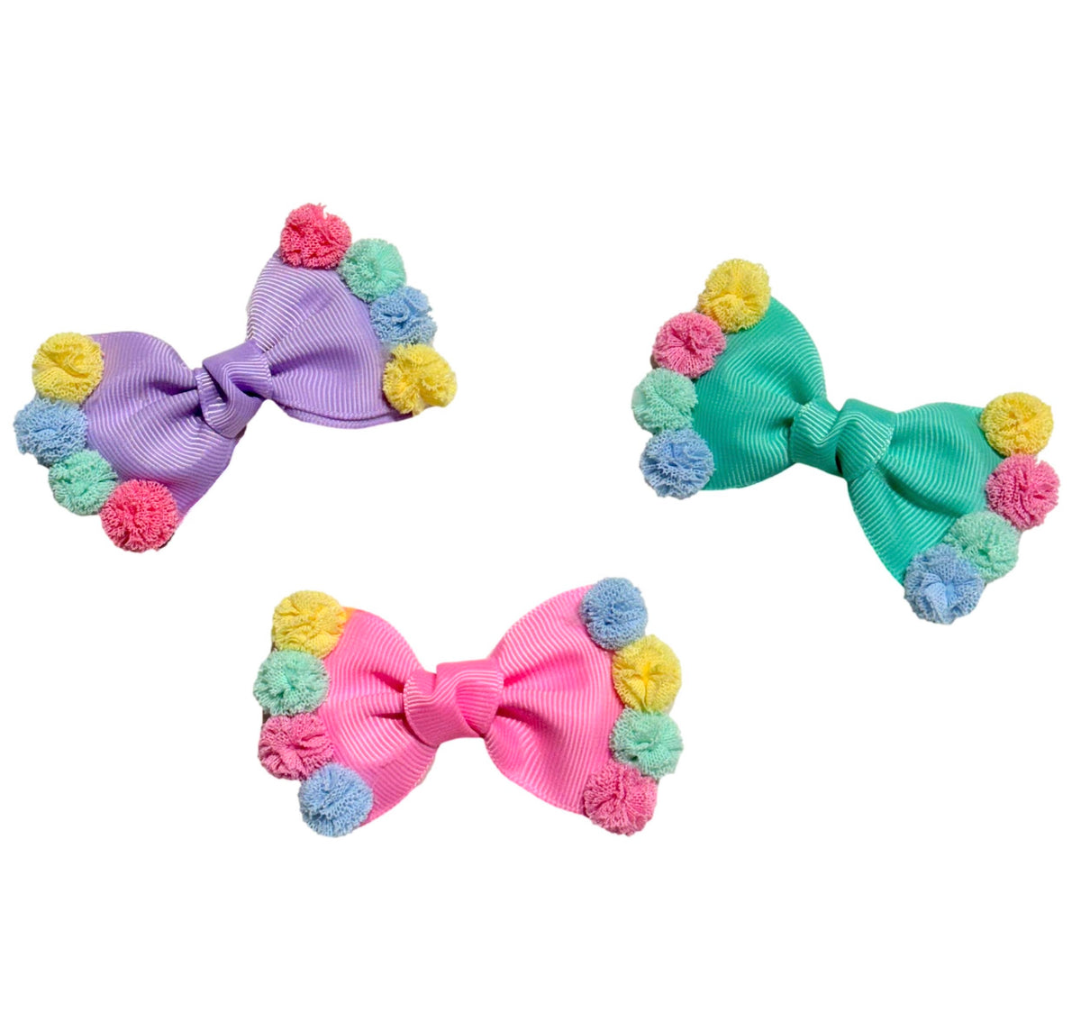 **READY TO SHIP!** Choose Color-Pom Pom Bows – Pink Sugar Supply